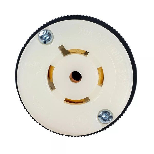 Hubbell EdgeConnect Twist-Lock Female Connector Body, 20A 3-Phase Wye 277/480V AC - Black and ...